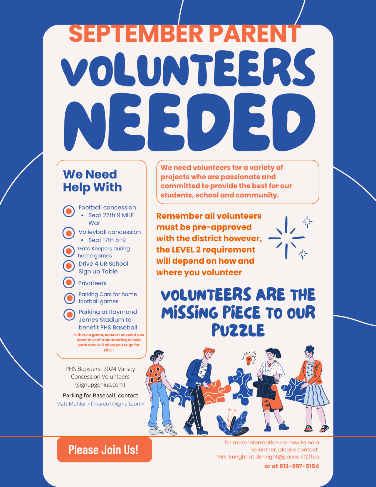 Parent Volunteer Flyer | Pasco High School